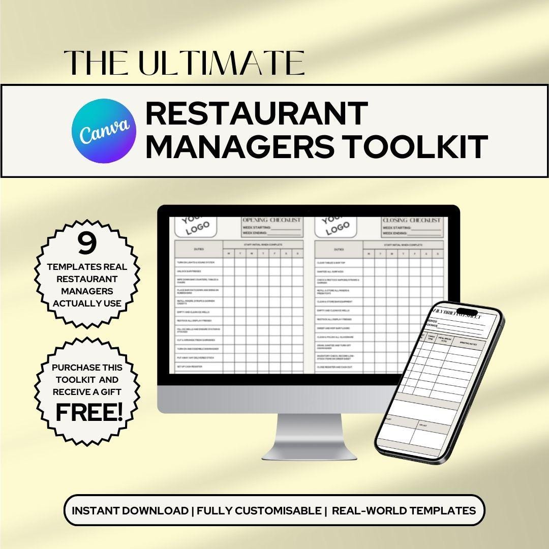 Ultimate Restaurant Management Toolkit | Manager Templates, Checklists ...
