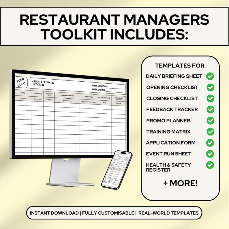 Ultimate Restaurant Management Toolkit | Manager Templates, Checklists ...