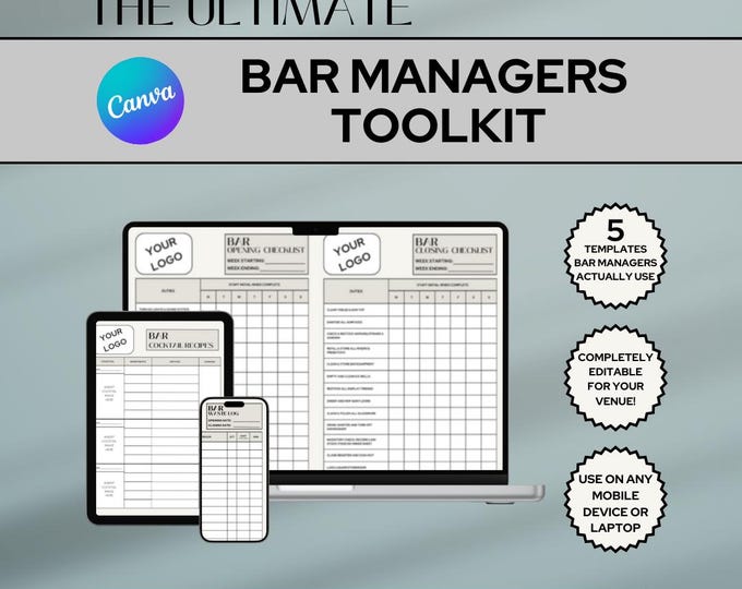 Ultimate Bar Management Toolkit | Bar Owner Templates, Checklist ...