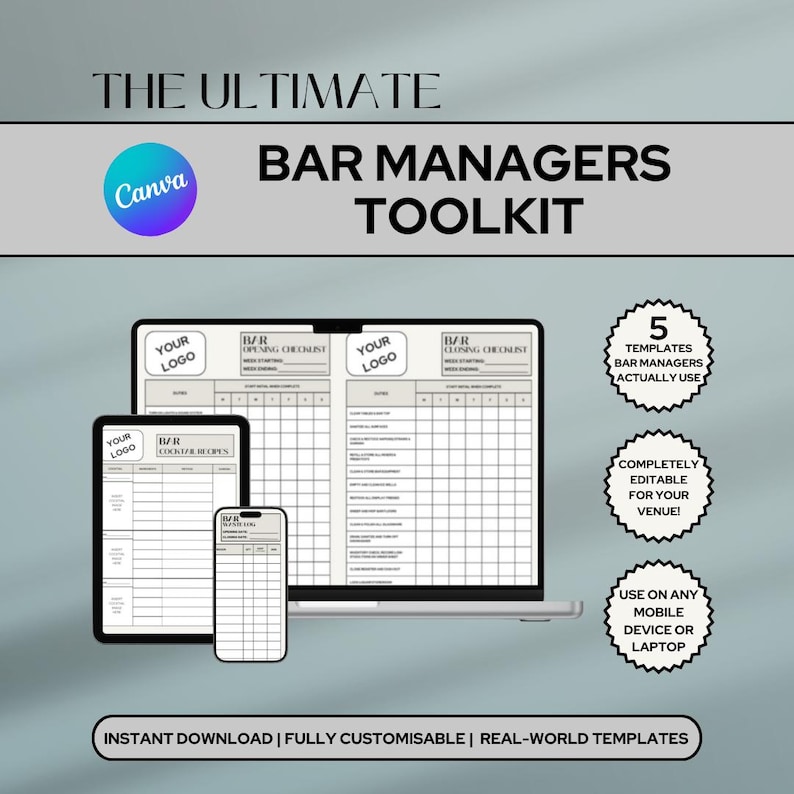 Ultimate Bar Management Toolkit | Bar Owner Templates, Checklist ...