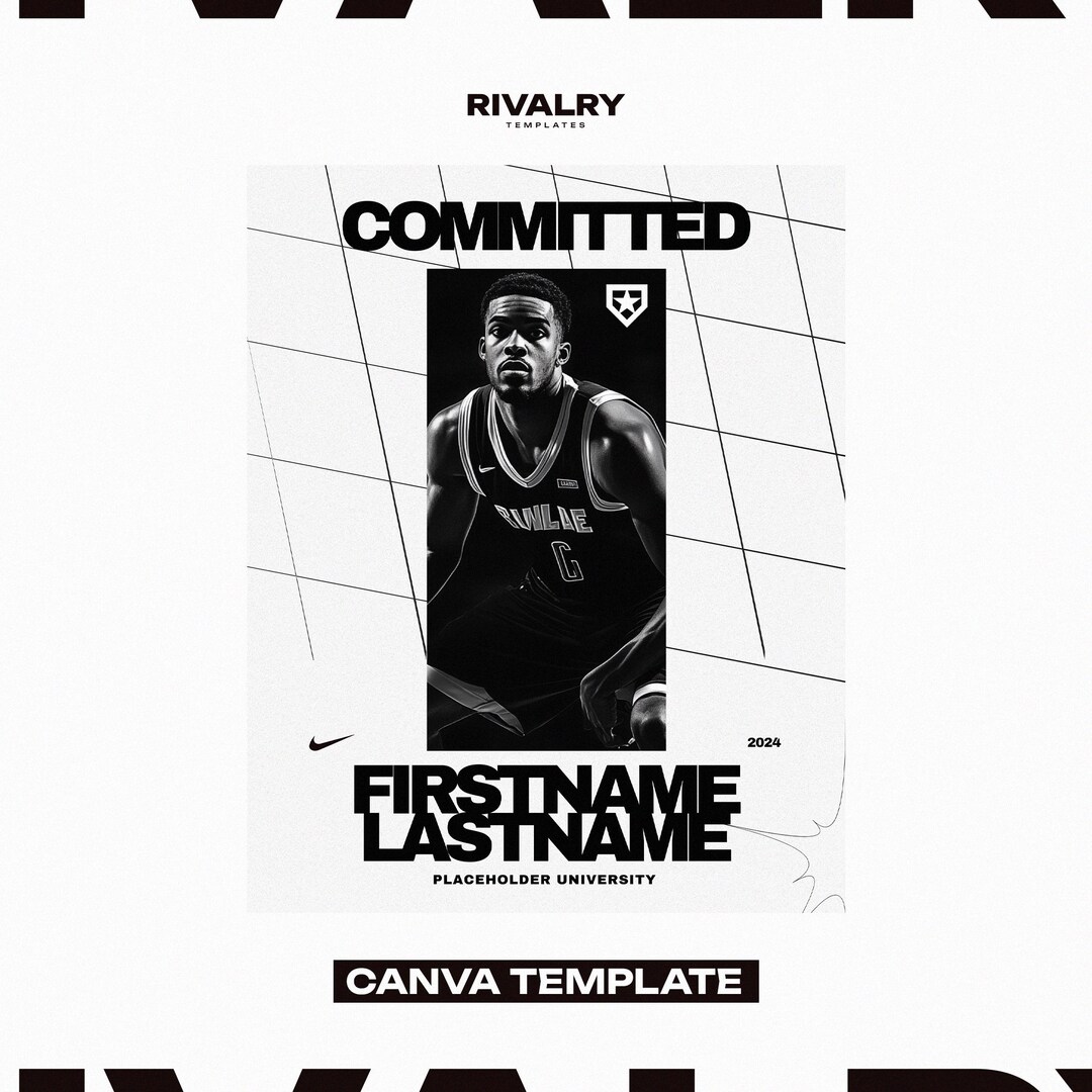 Committed Athlete Canva Template | Editable Committed Graphics for Football, Basketball, Soccer ...