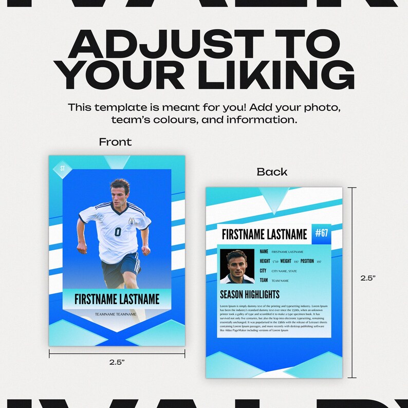 Editable Sports Card Template | Custom Trading Card Design ...