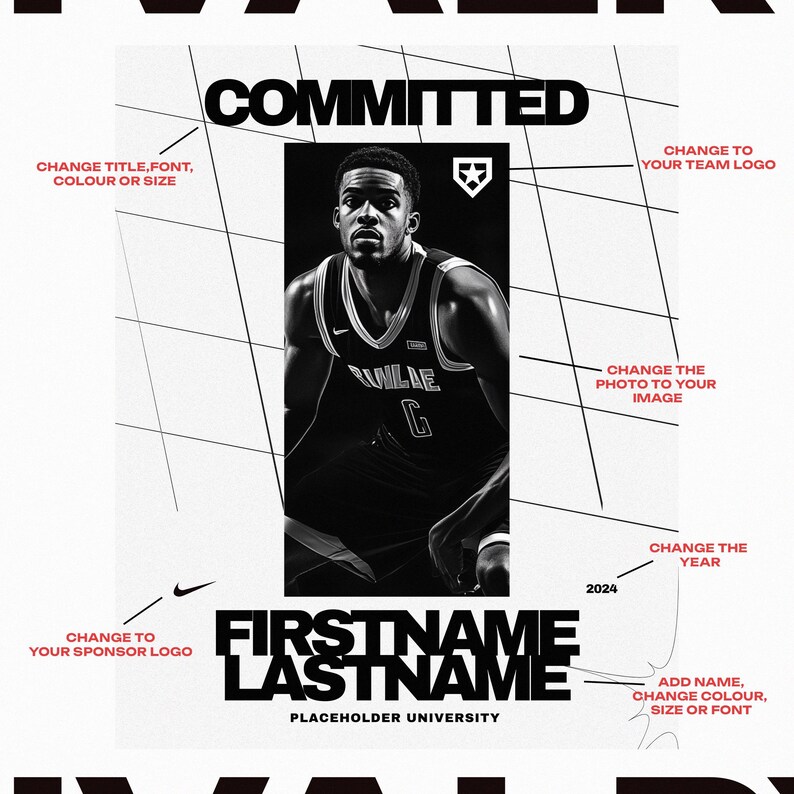 Committed Athlete Canva Template | Editable Committed Graphics for ...