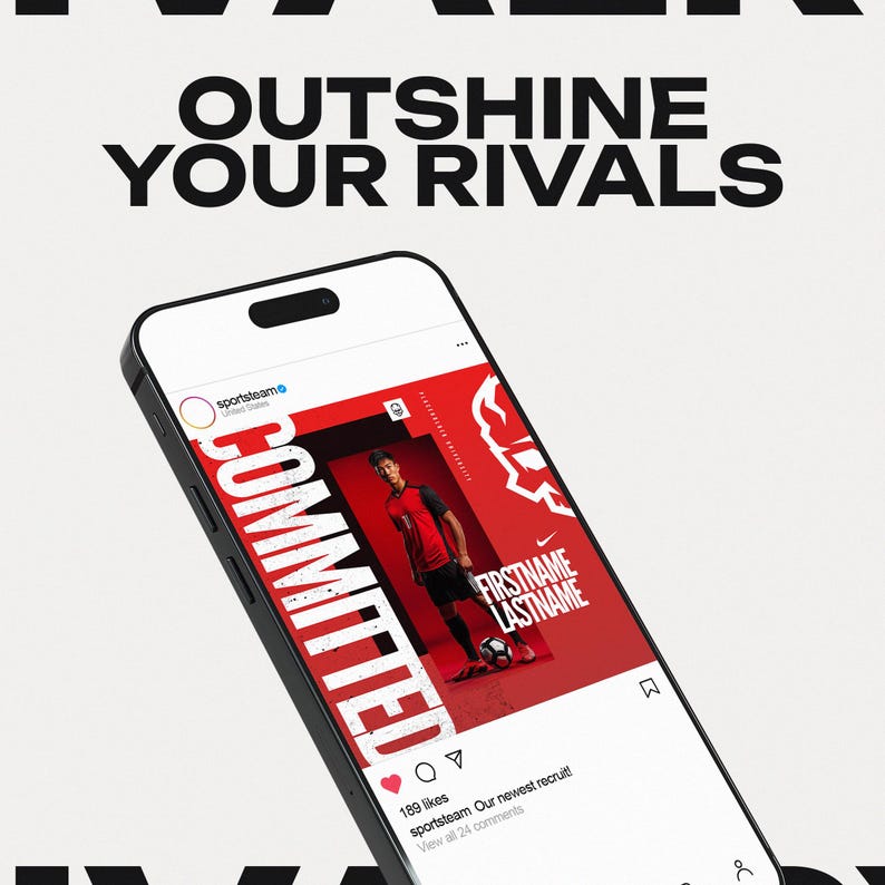 Committed Sports Team Canva Template | Editable Committed Graphics for Football, Basketball ...