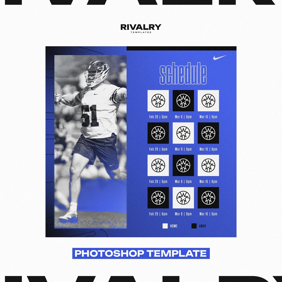 Schedule Sports Team Photoshop Template | Editable Schedule Graphics ...
