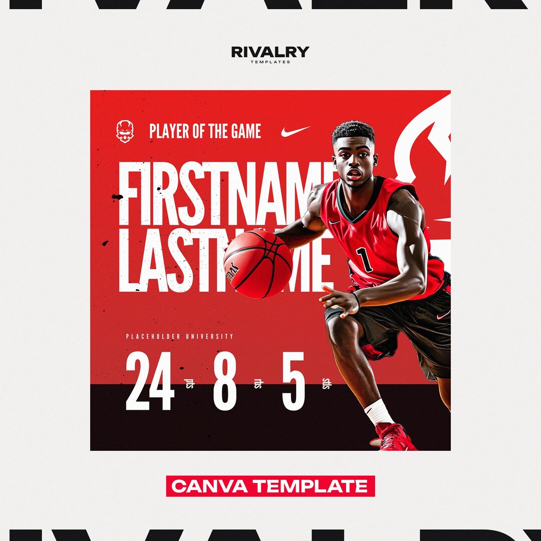 Player of the Game Sports Canva Template Editable POTG Graphics for ...