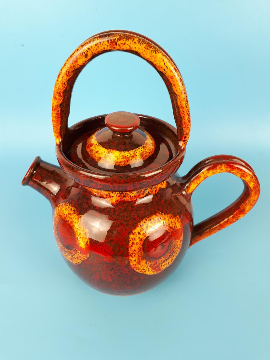 Antique Ceramic Teapot, Handmade Italian Majolica Coffee Pot, Unique ...