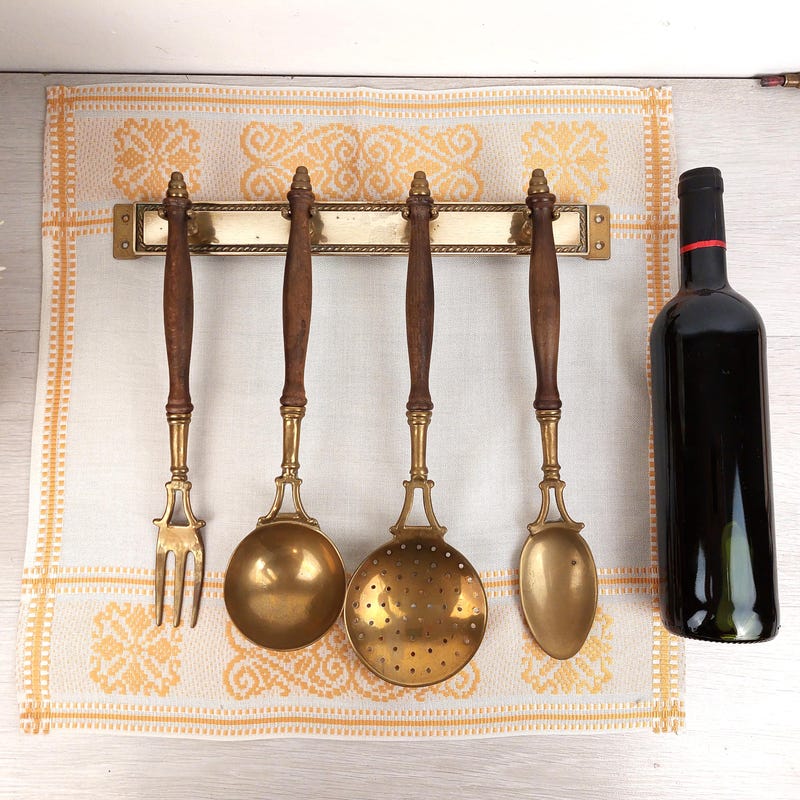 Antique Brass Spoon Rack - Etsy