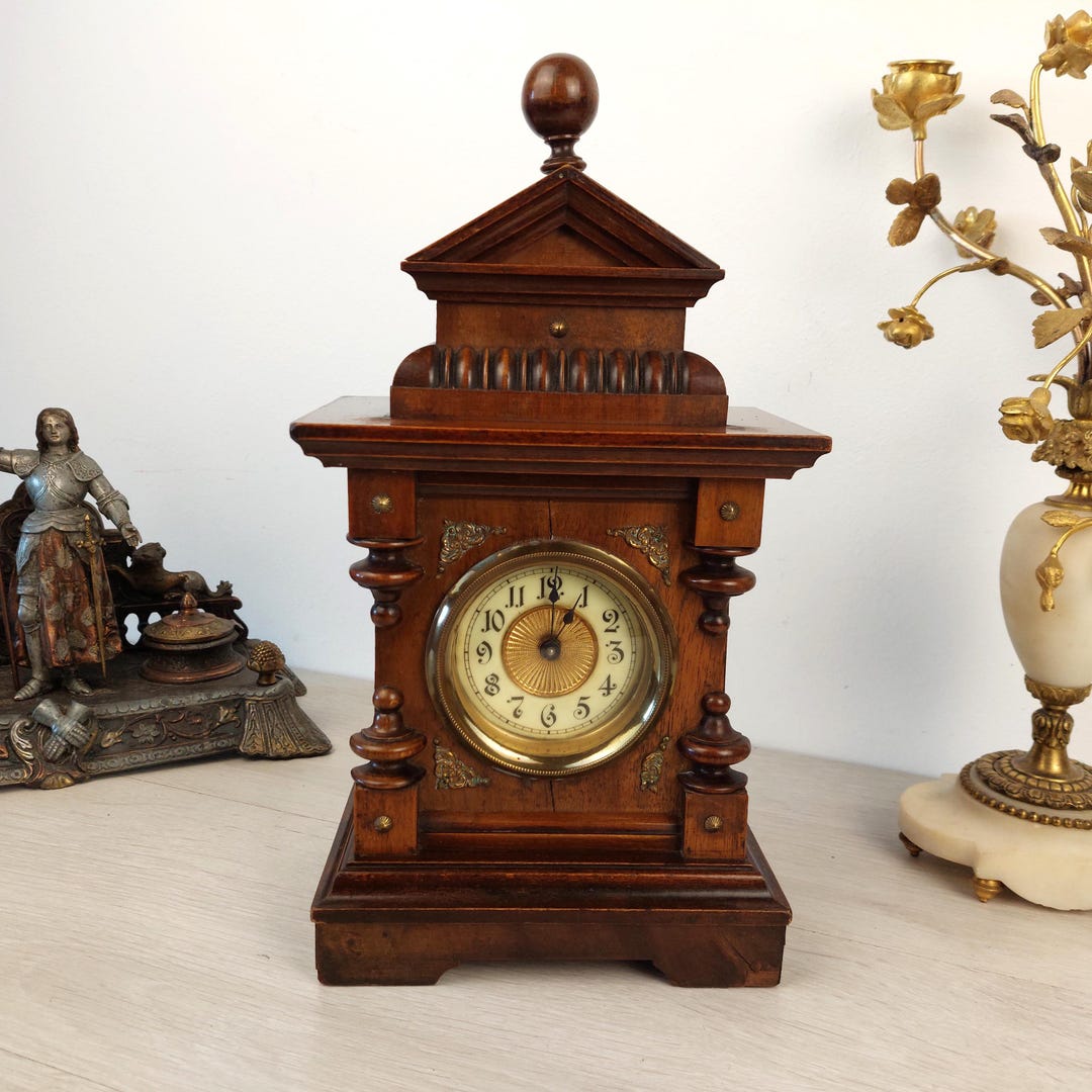 Antique Mechanical Pendulum Clock in Wood and Brass, Integrated Music ...