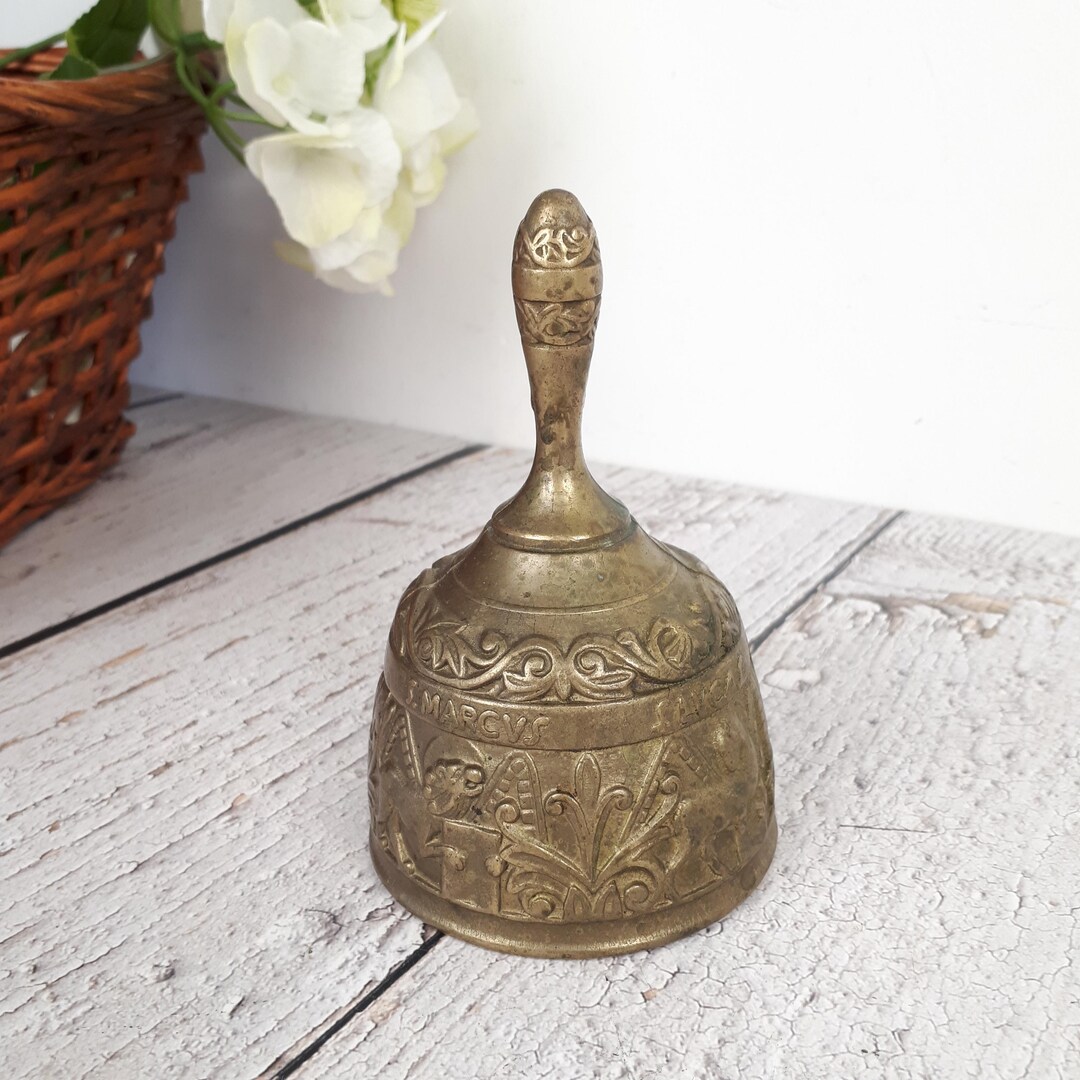 Vintage Solid Brass Bell, Sanctuary Bell, Animal Motif, Religious Bell ...