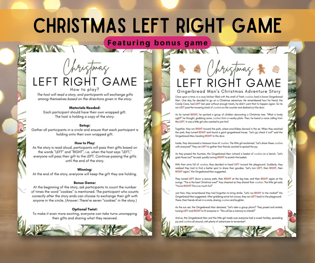 Christmas Left Right Game, Pass the Present, Printable Christmas Party ...