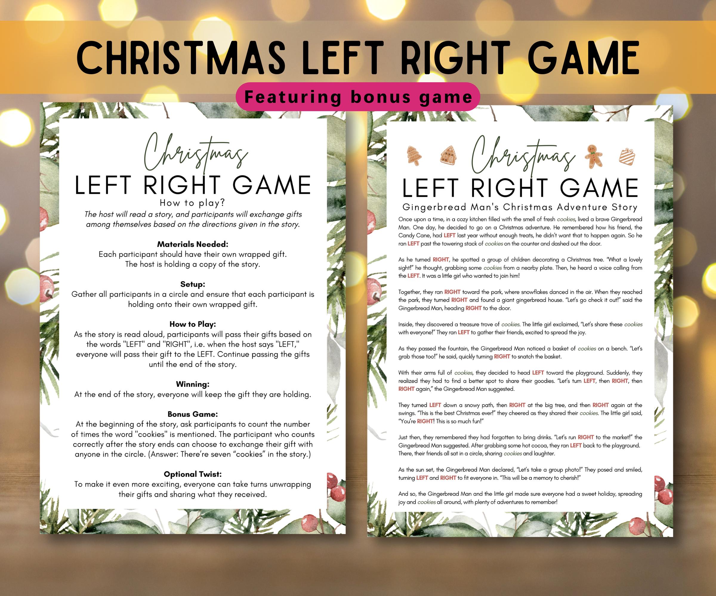 Christmas Left Right Gift Exchange Game: Printable Holiday Party ...