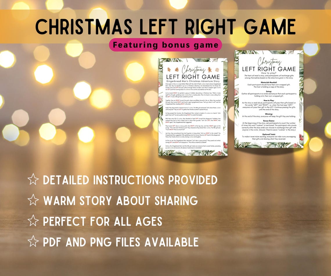 Christmas Left Right Game, Pass the Present, Printable Christmas Party ...