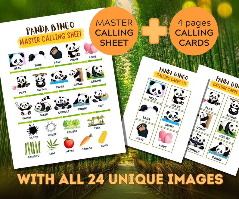 Panda Bingo Game: 30 Unique Cards, Animal Puzzle (PDF Download) - Etsy