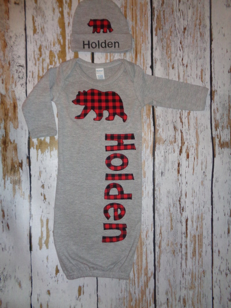 Personalized Newborn Boy Buffalo Plaid, Infant Sleeper, Going Home ...