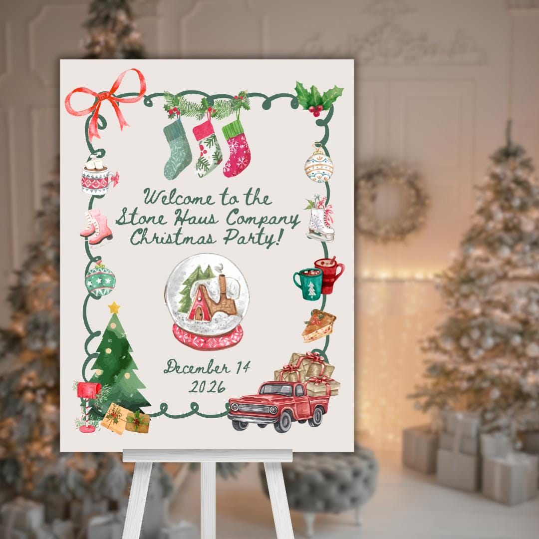 Company Christmas Party Welcome Sign Corporate Christmas Welcome ...