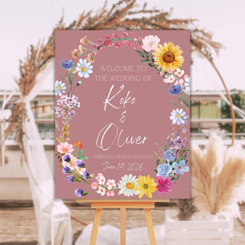 Wildflower Wedding Welcome Sign Template: Bohemian Floral (editable) - Etsy