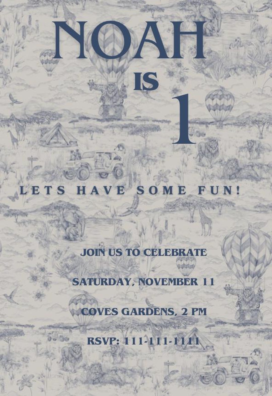 Baby Turns 1 Birthday Party Invitation, Baby Boy Birthday - Etsy