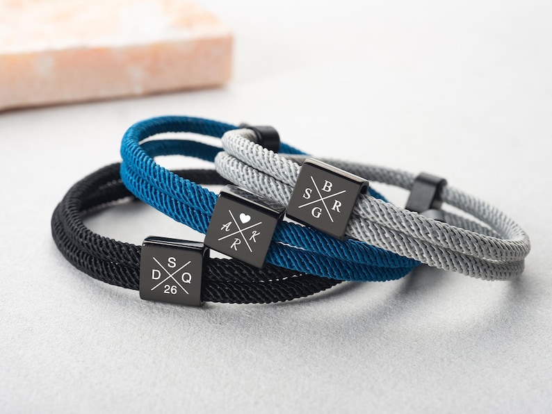 Custom Couple Bracelet, Personalized Initial Engraved Bracelet ...