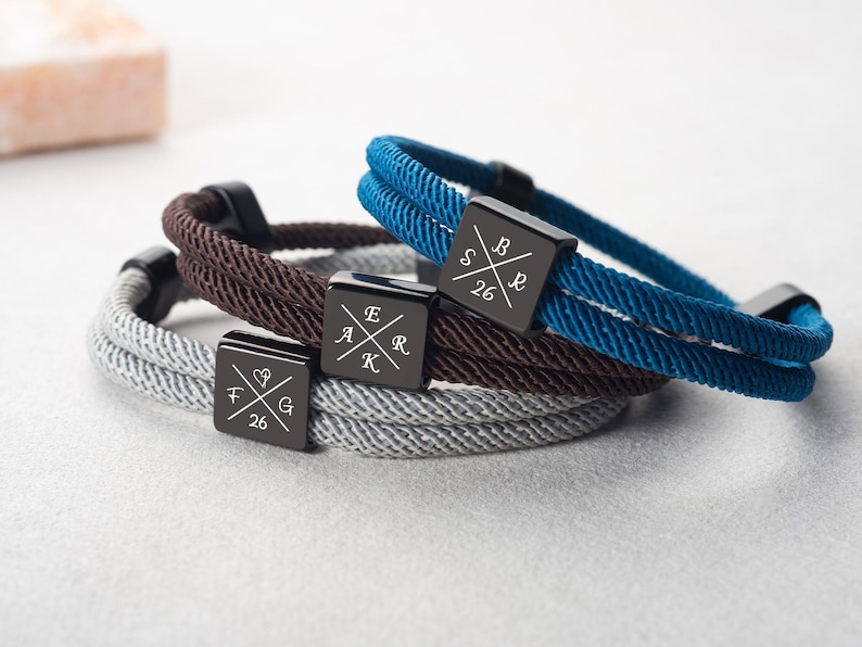 Custom Couple Bracelet, Personalized Initial Engraved Bracelet ...