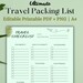 Travel Checklist & Packing List Printable Organize Documents ...