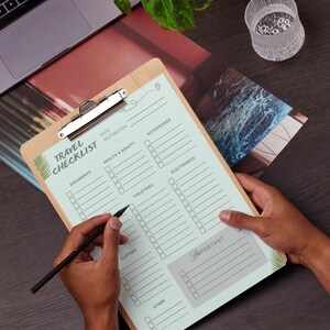 Travel Checklist & Packing List Printable Organize Documents ...