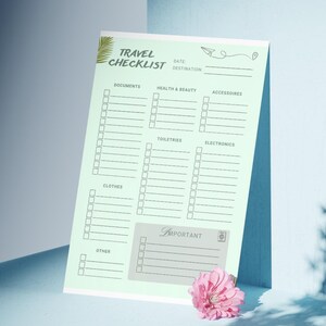Travel Checklist & Packing List Printable Organize Documents ...