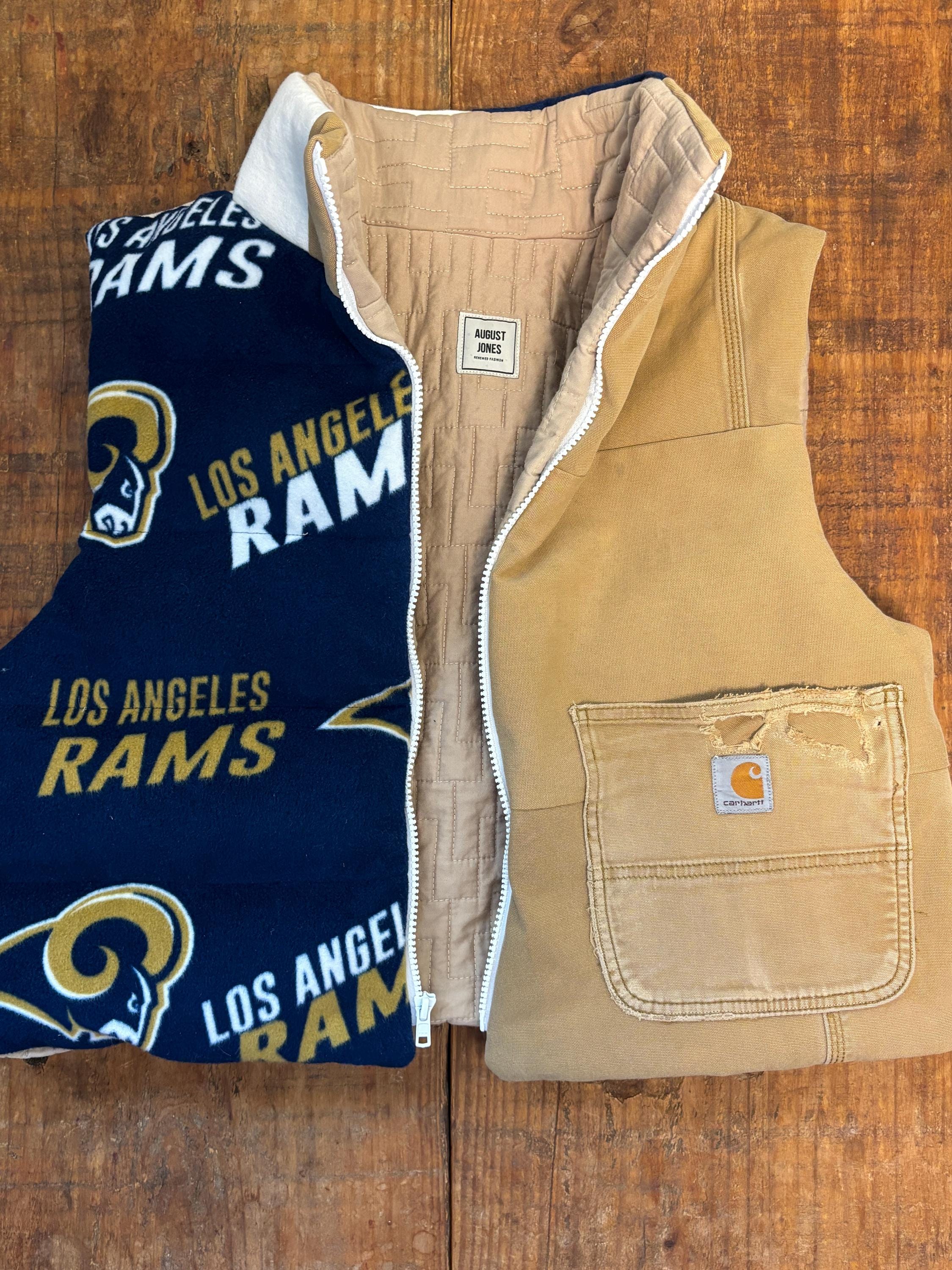 Upcycled Los Angeles Rams Puffer Vest, Vintage Rework/ SIZE M - Etsy
