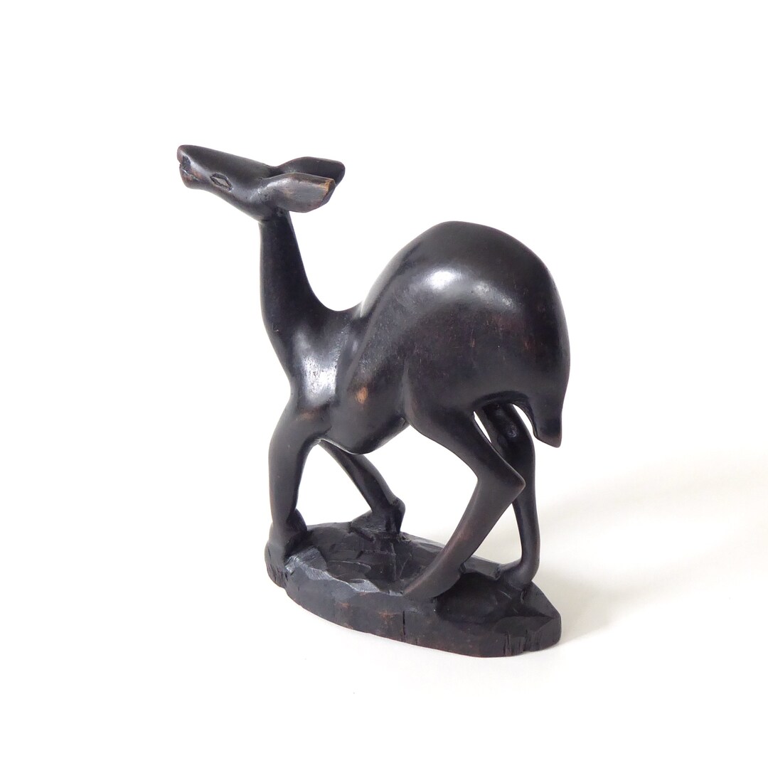 Ebonized Wooden Dear Figurine Mid Century European - Etsy