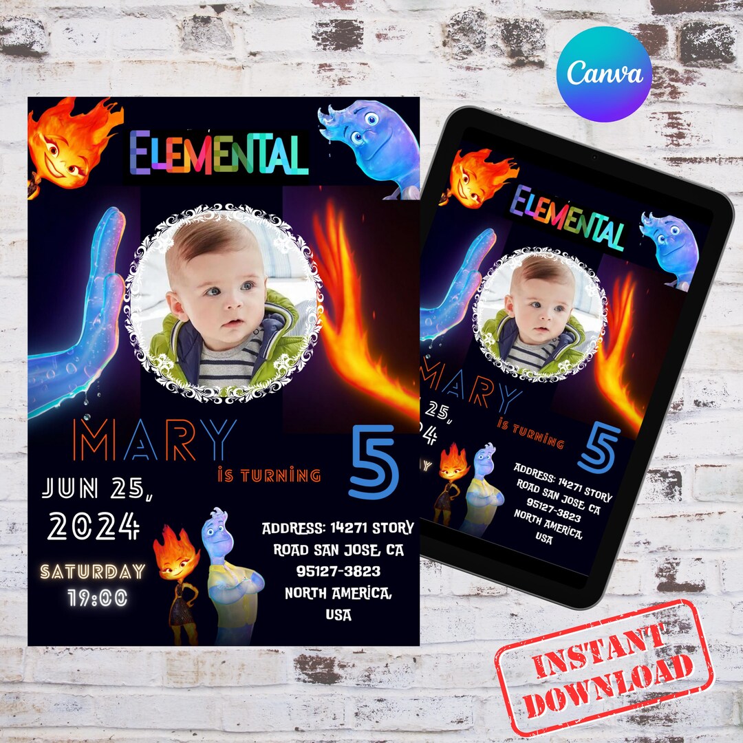 Elemental Series Birthday Invitation, Elemental Invitation for Kids ...