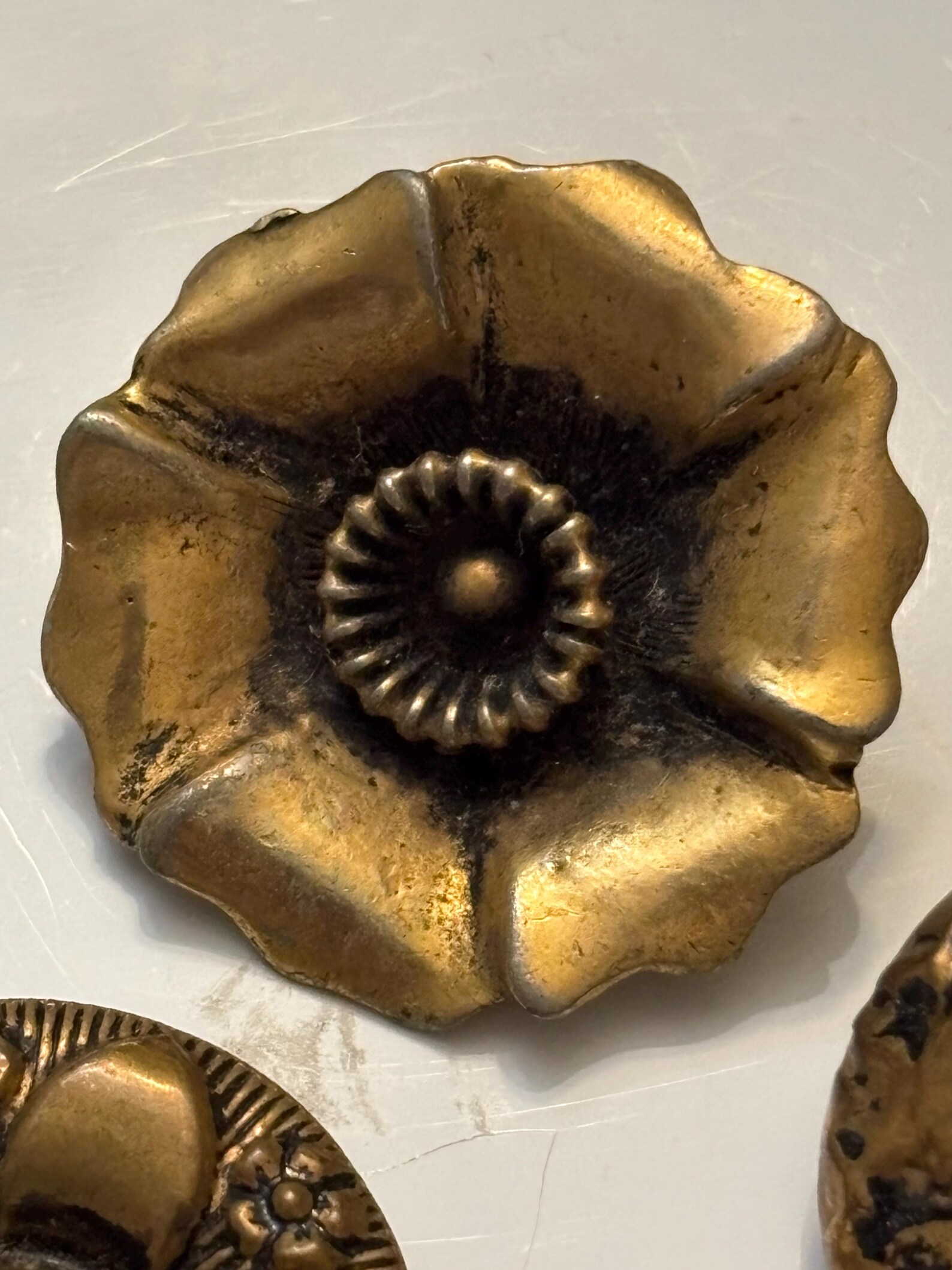 Vintage Large Brass Embossed Button Bundle, Vintage 1940s Coat Buttons ...