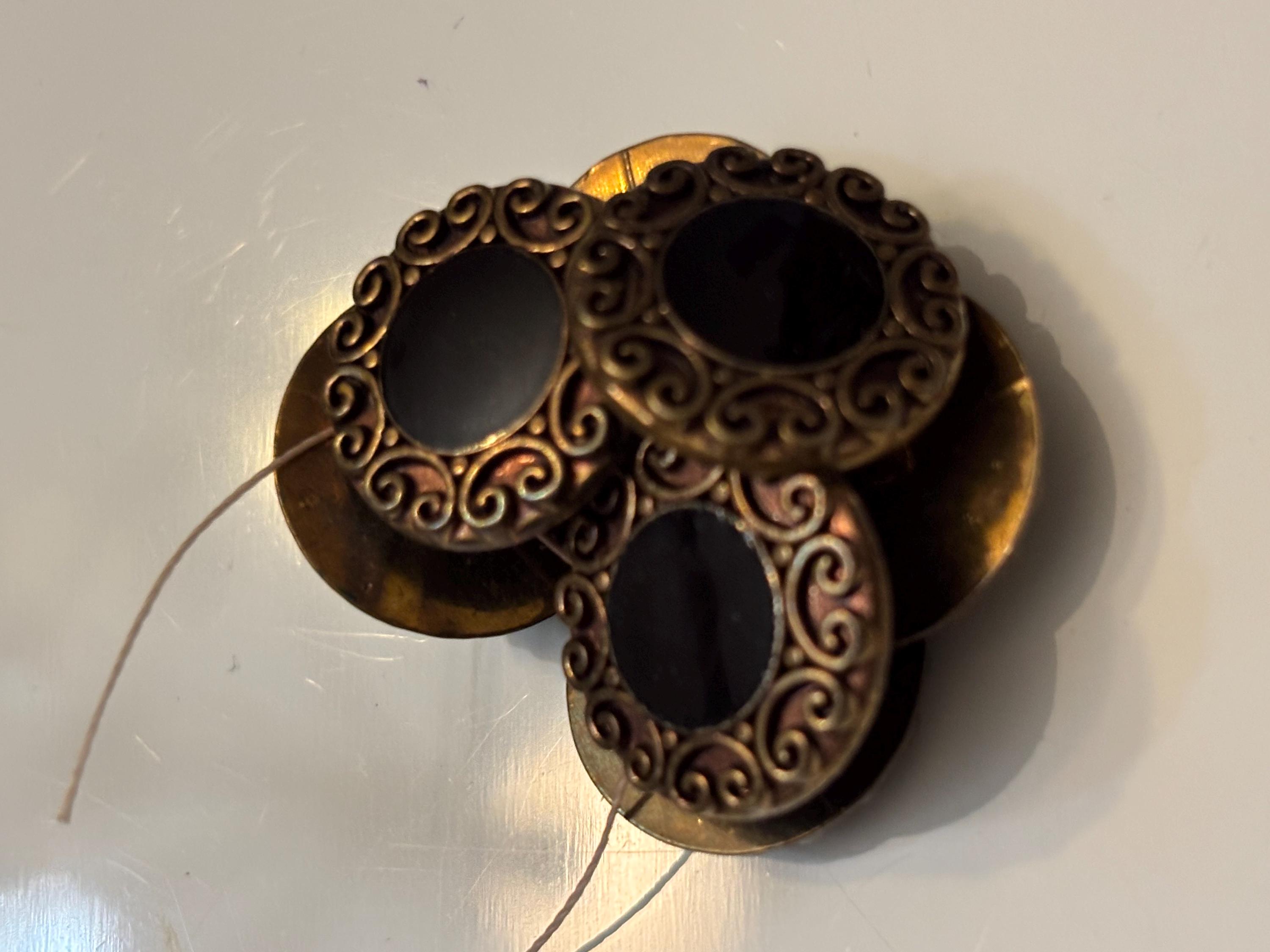 Vintage Mid Century Art Deco Black Enamel Blazer Button, Set of Six ...