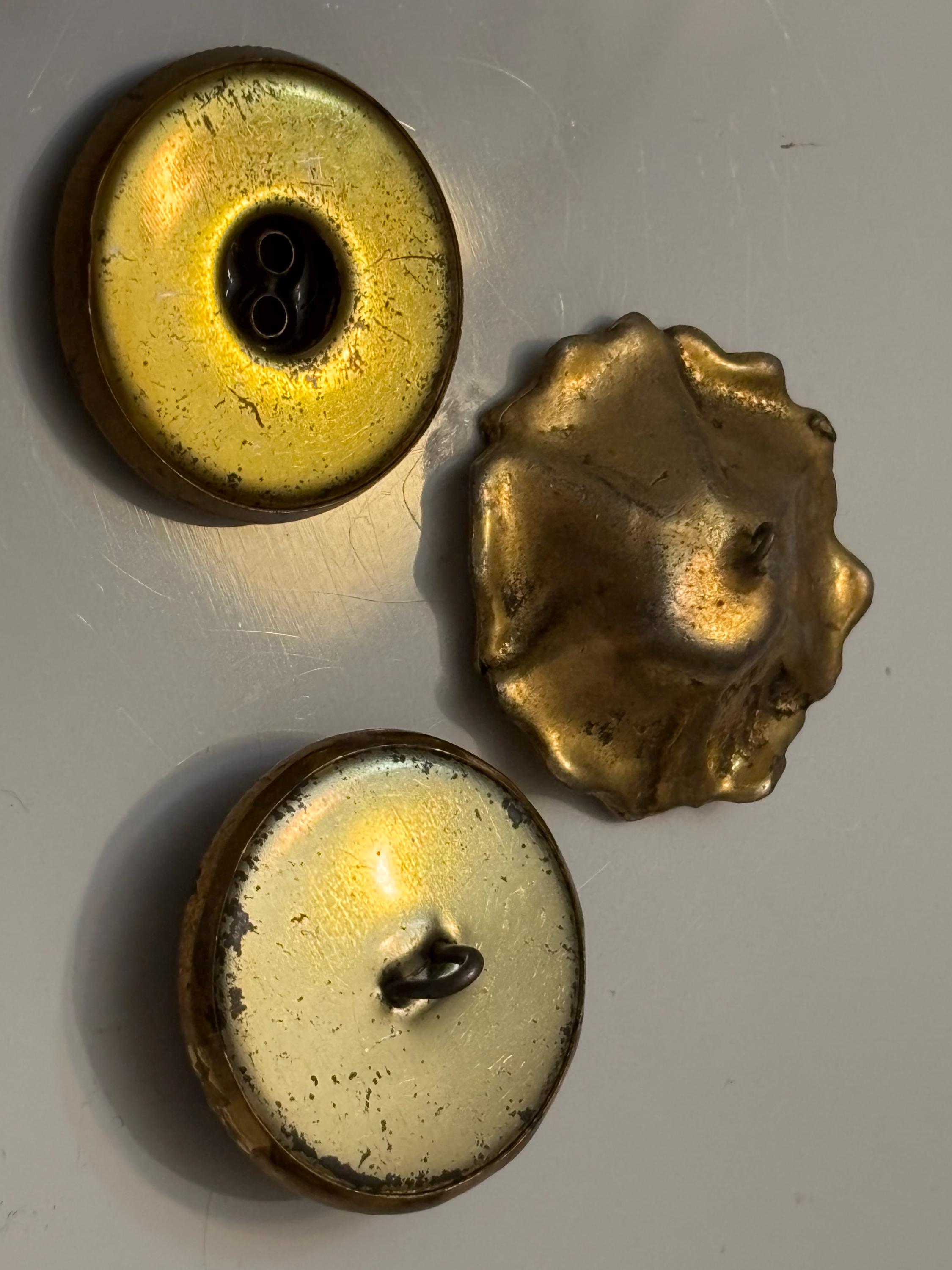 Vintage Large Brass Embossed Button Bundle, Vintage 1940s Coat Buttons ...