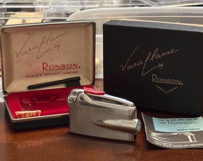 Vintage Ronson Varaflame Premier Lighter , Original Art Deco Chrome ...