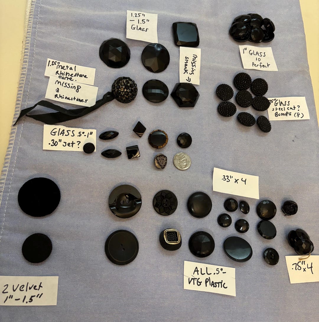 Antique Art Deco Black Glass Mourning Buttons, 50 Yrs Dealers ...