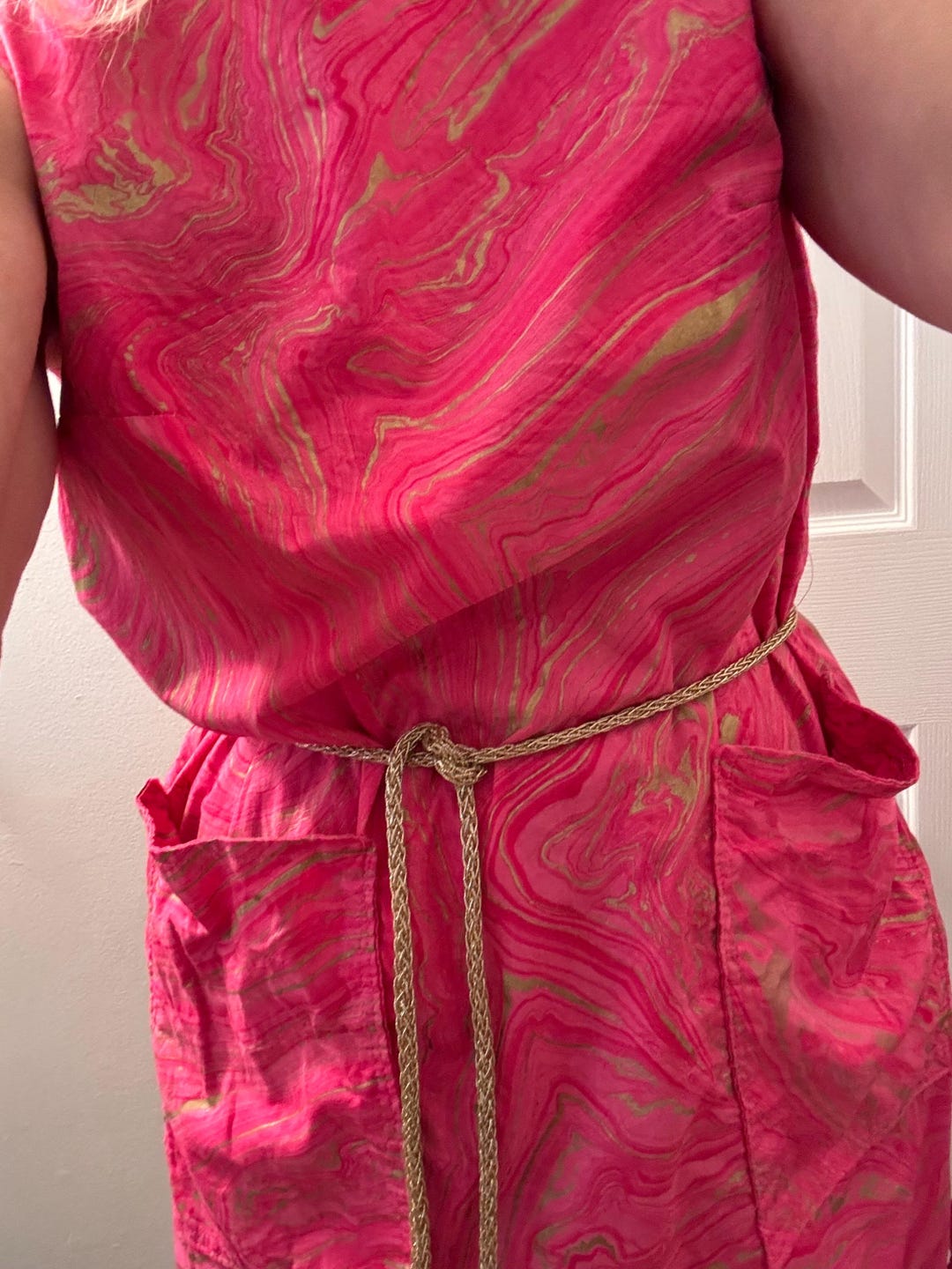 Small Pink & Gold Summer Dress, Splatter Paint Dress, Arts Crafts Smock ...
