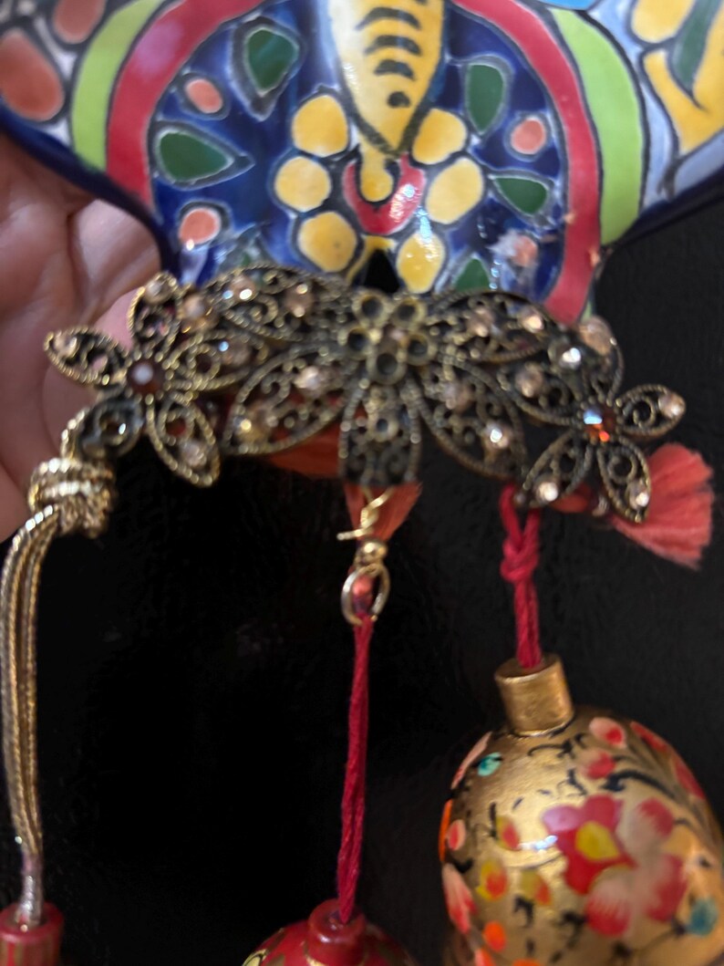 Vintage Talevera Pottery Butterfly Windchime , UPCYCLED, Hand Painted ...