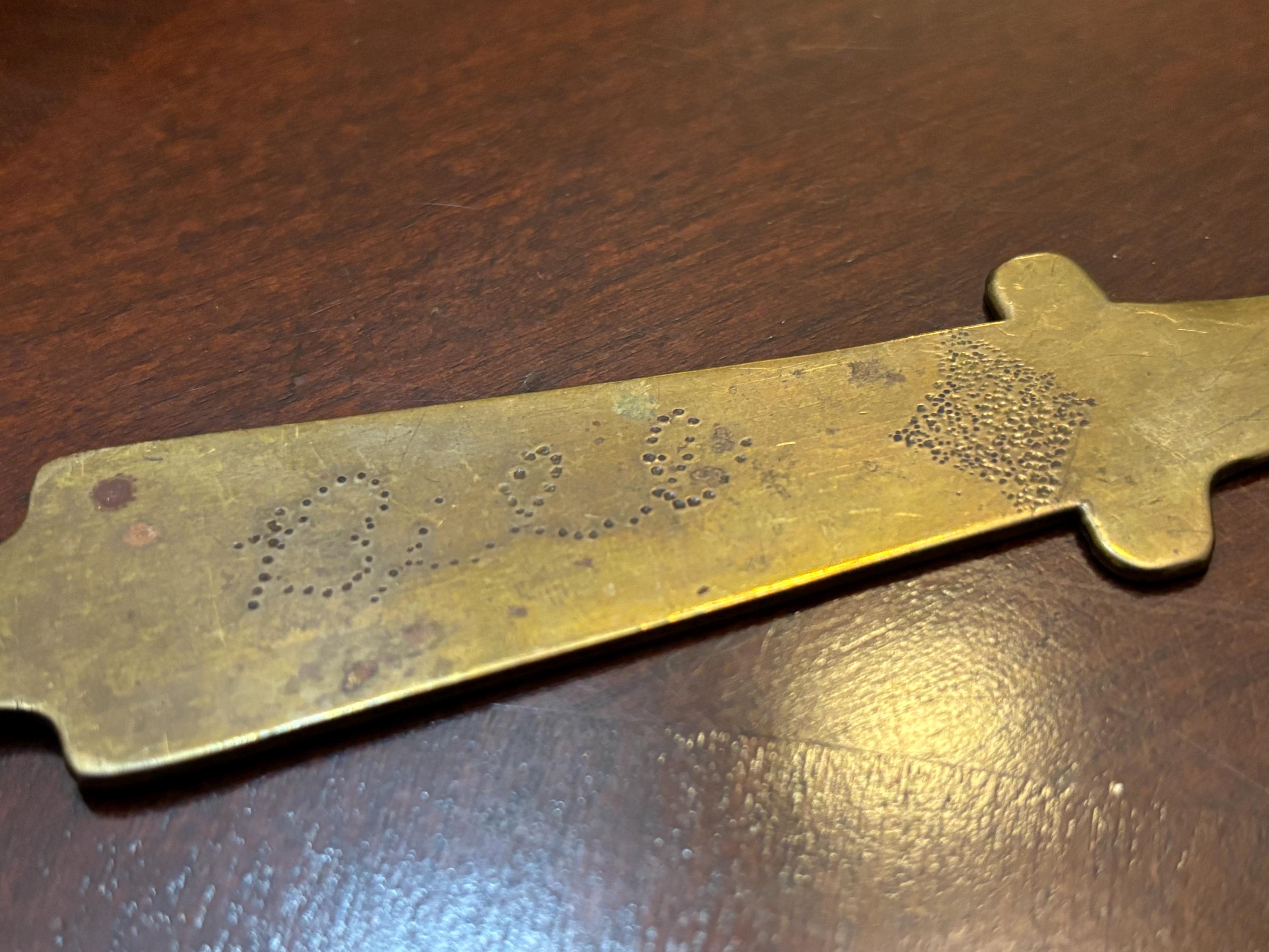 Vintage WWII Brass Trench Art Envelope Opener by BILL, Monogrammed Bill ...