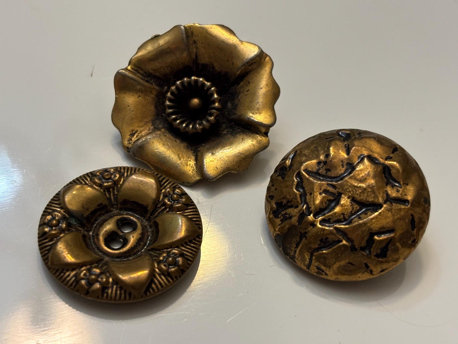 Vintage Large Brass Embossed Button Bundle, Vintage 1940s Coat Buttons ...