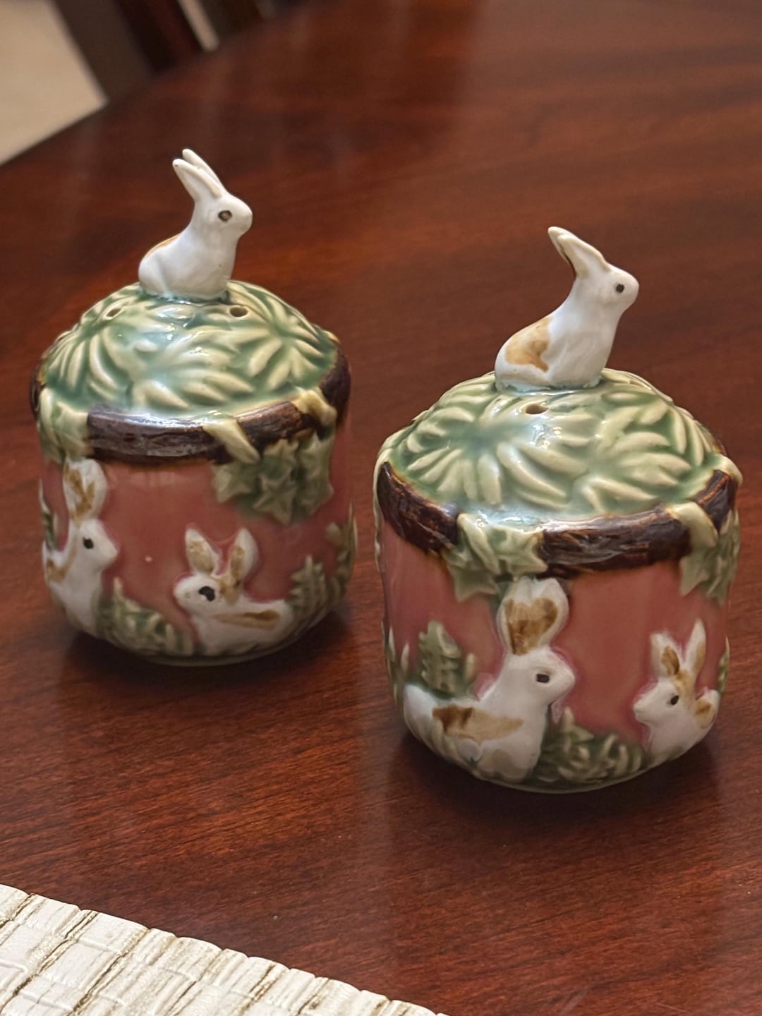 Vintage Nouveau Majolica Rabbit Salt Pepper Shakers, Rabbit Tropical ...