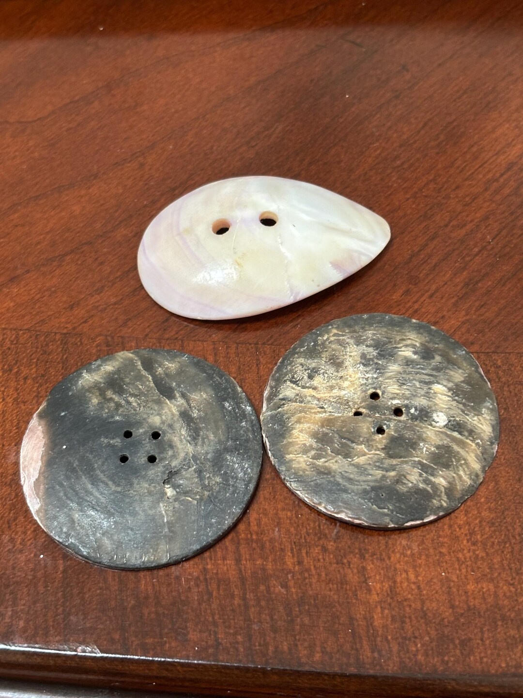 Antique Carved Abalone Button Lot, A Real Pearl Was Emerging on Them ...
