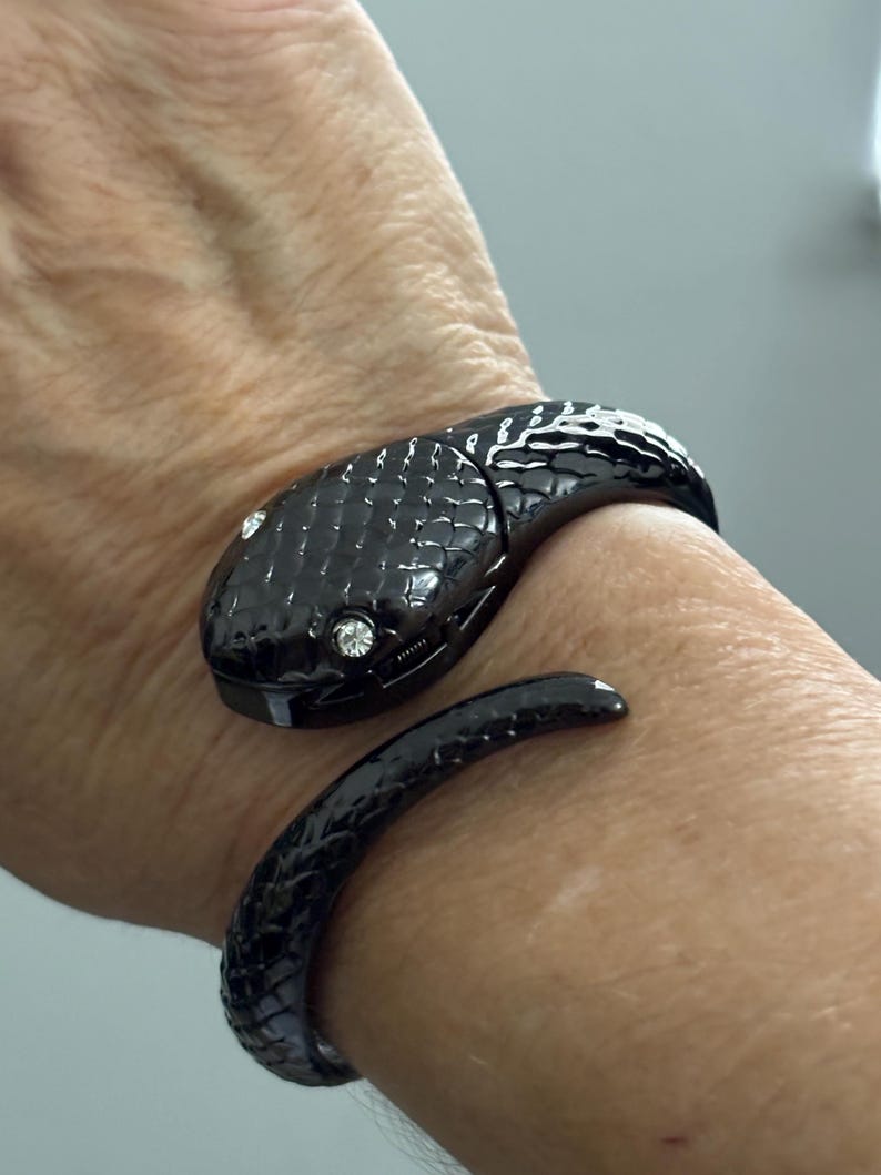 Vintage Studio Time Snake Hinged Watch, Studio Time Gunmetal Rhinestone ...