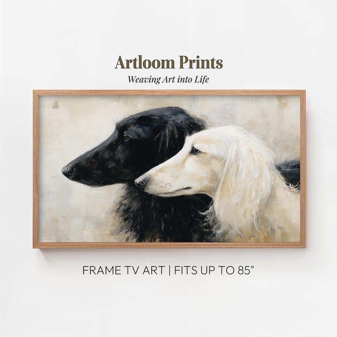 Vintage Dogs Painting for Samsung Frame TV: Black and White Art ...