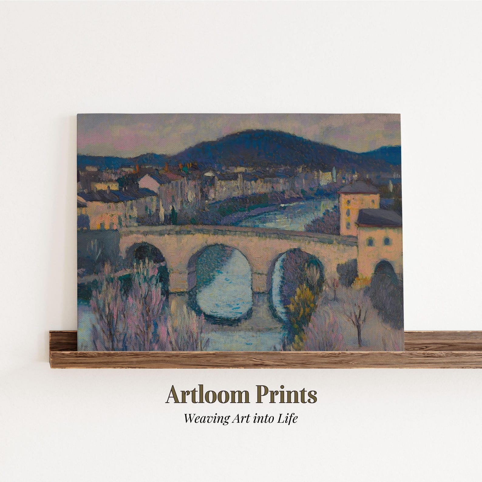 Twilight Over the Stone Bridge, Landscape Prints, Impressionist ...