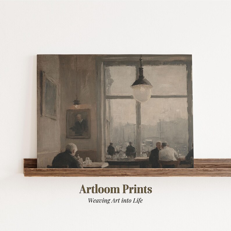 Whispers by the Window, Café Interior, Urban Landscape Wall Art Digital ...