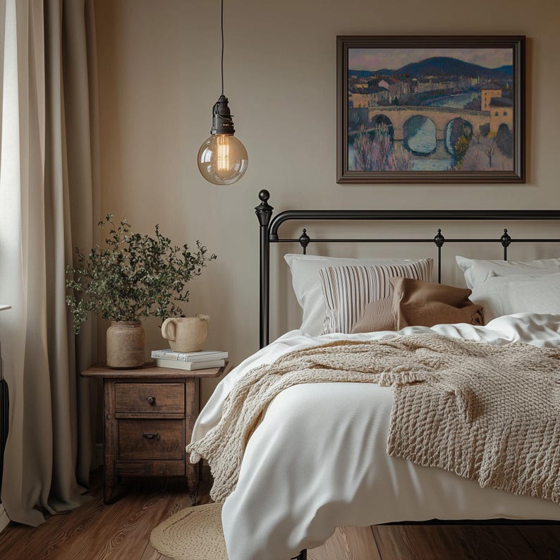 Twilight Over the Stone Bridge, Landscape Prints, Impressionist Brushwork, Wall Art - Etsy