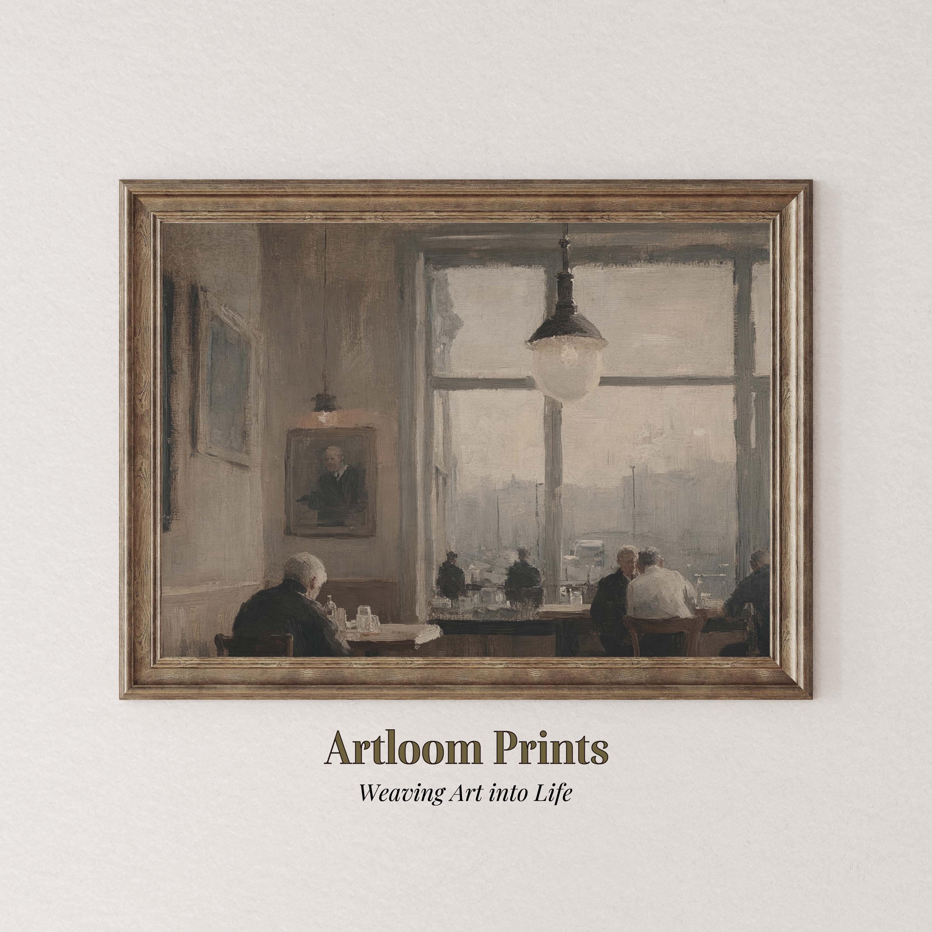 Whispers by the Window, Café Interior, Urban Landscape Wall Art Digital ...