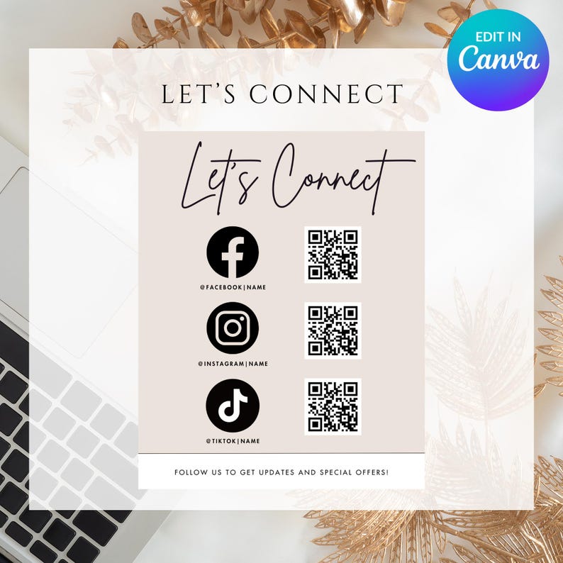 Editable QR Code Sign Template | Scan to Pay | Tip Jar Sign | Connect ...