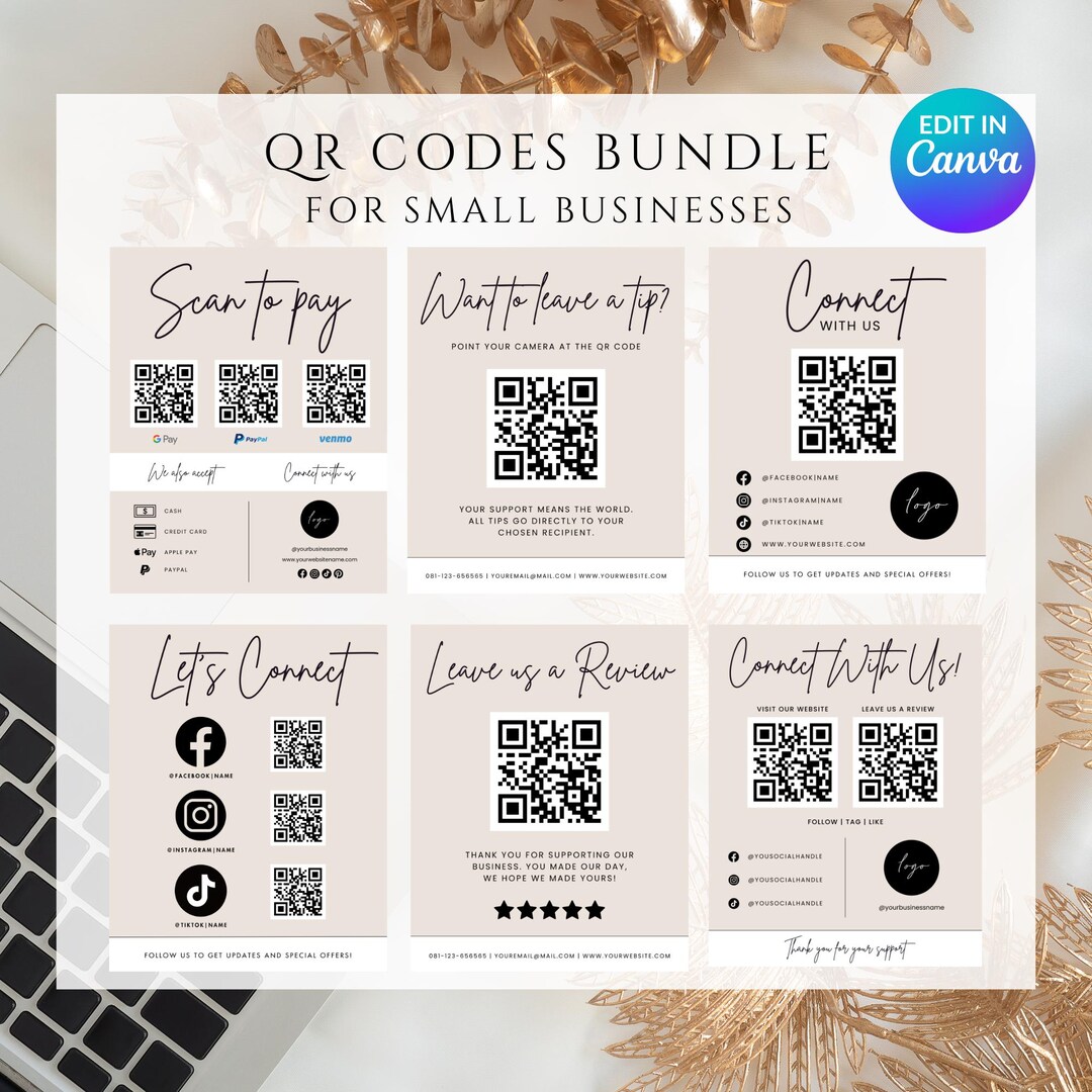 Editable QR Code Sign Template: Scan to Pay, Tip, Connect - Digital ...