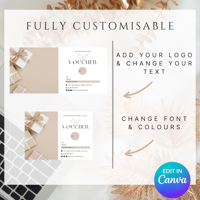 Editable Gift Voucher Template | Digital Download | Printable Gift ...